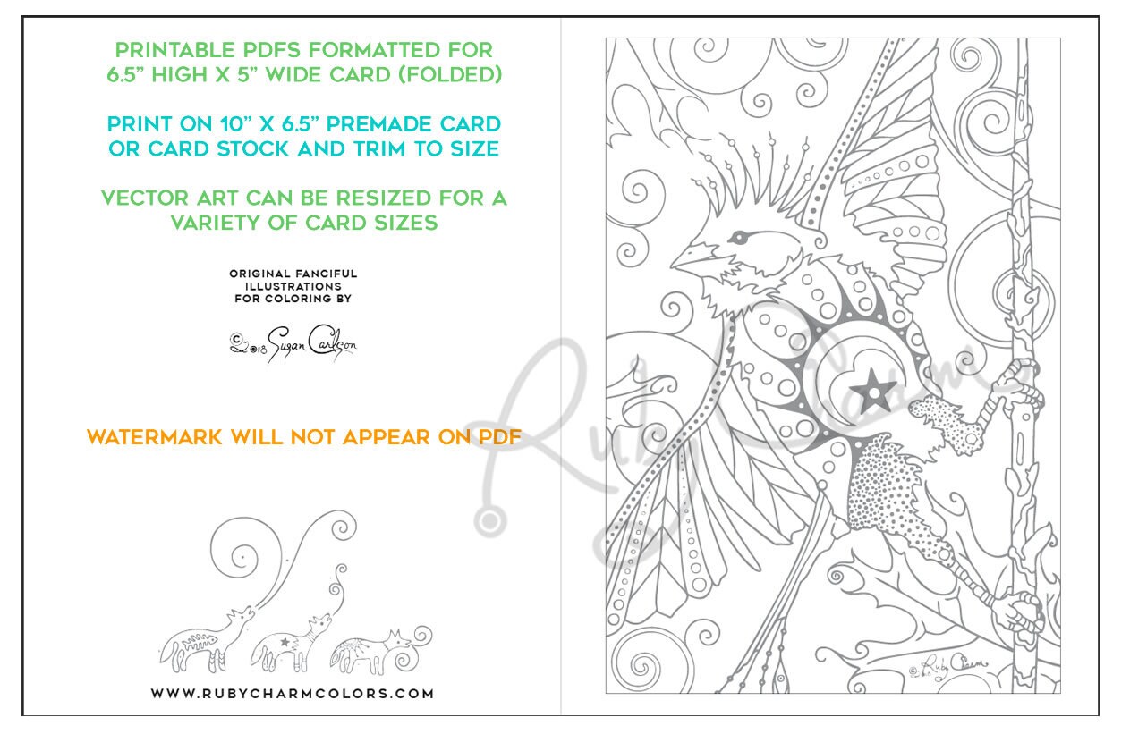 DIY Printable Greeting Cards for Coloring, Download Set of 6 Designs ...