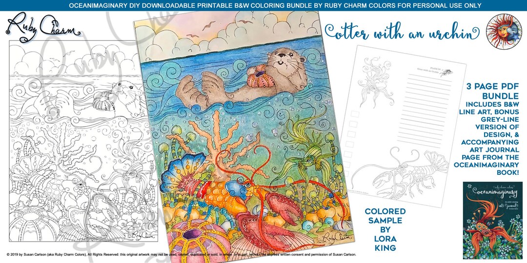 Oceanimaginary Otter With Urchin: Downloadable PDF BUNDLE by Ruby Charm ...