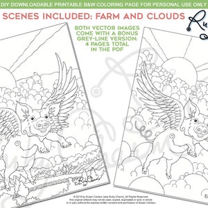 Flying Pig Downloadable PDF by Ruby Charm Colors: Print and Color Adult ...