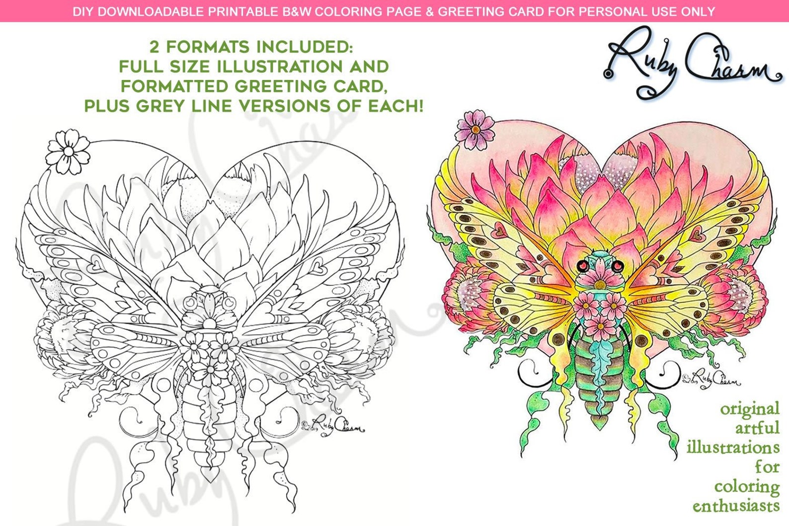 DIY Downloadable, Printable Valentine PDF: Coloring Page and Greeting ...