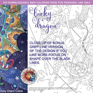 Lucky Dragon Downloadable PDF Coloring Page by Ruby Charm Colors ...