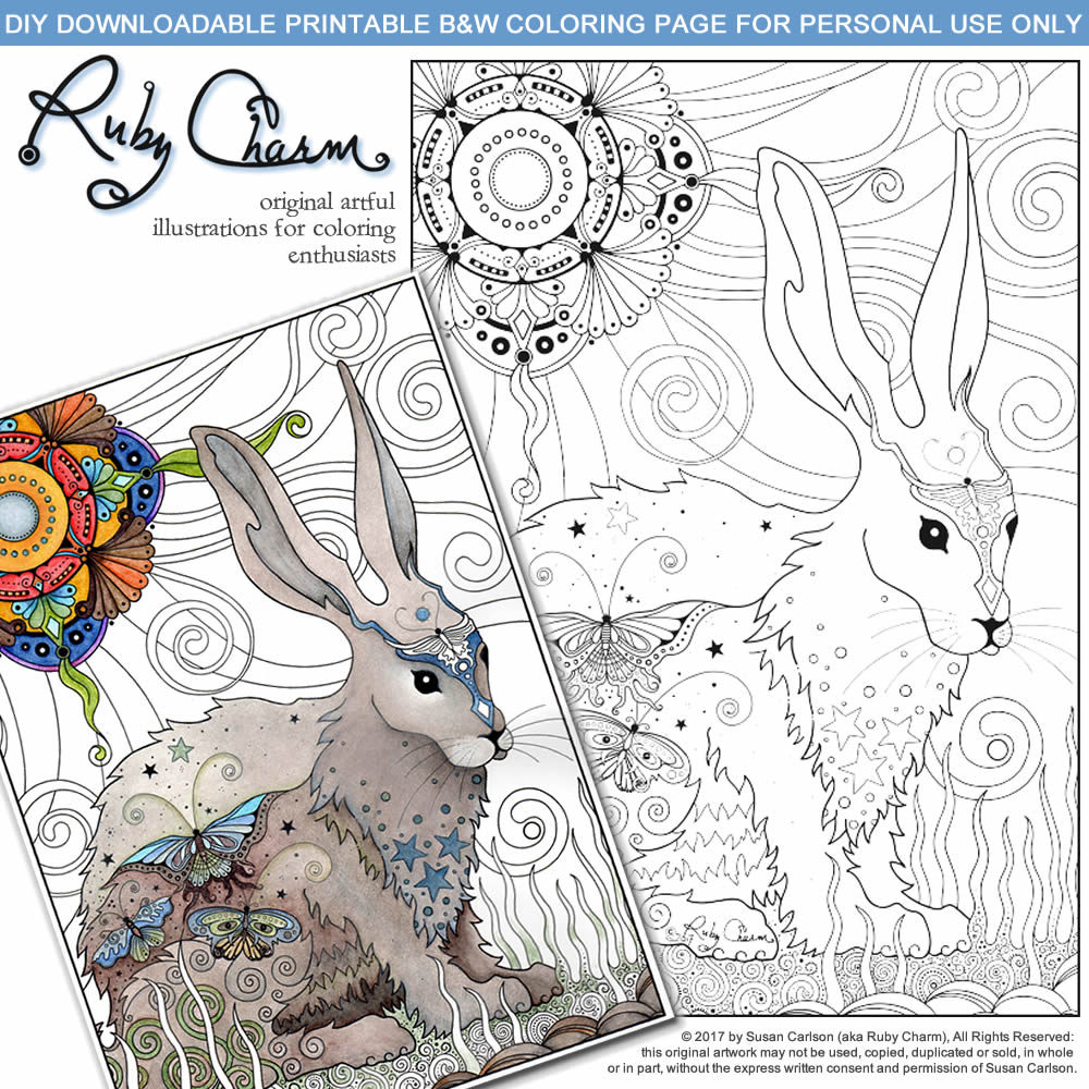 BUTTERFLY RABBIT Download printable PDF Ruby CharmColors | Etsy