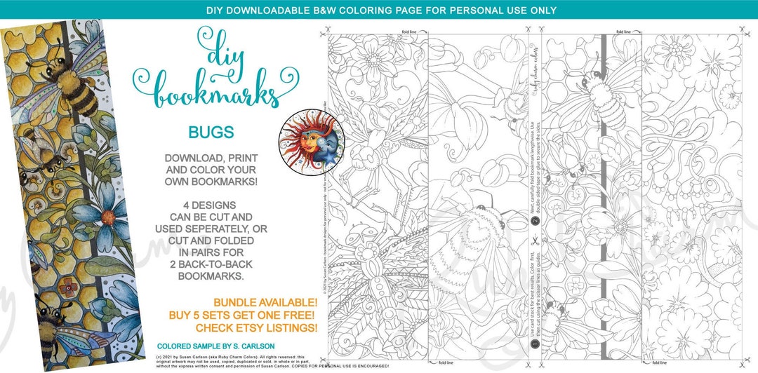 DIY Printable Bookmarks Bugs: Dragonfly, Bee, Bumblebee, Caterpillar ...