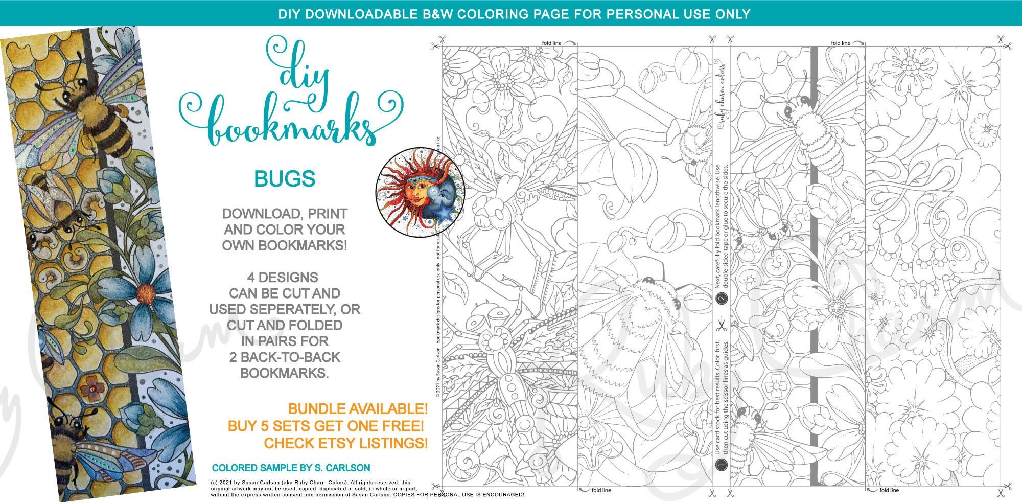 DIY Printable Bookmarks Bugs: Dragonfly, Bee, Bumblebee, Caterpillar ...