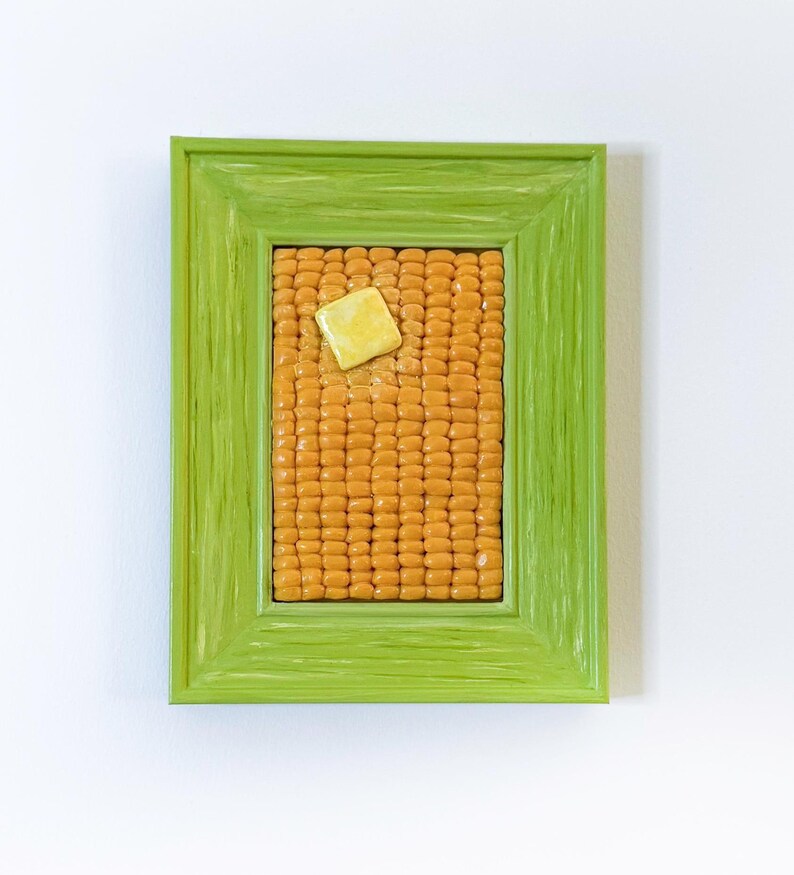 Framed Corn 3D Wall Decor Sculpture - Handcrafted Food Art - Dopamine ...