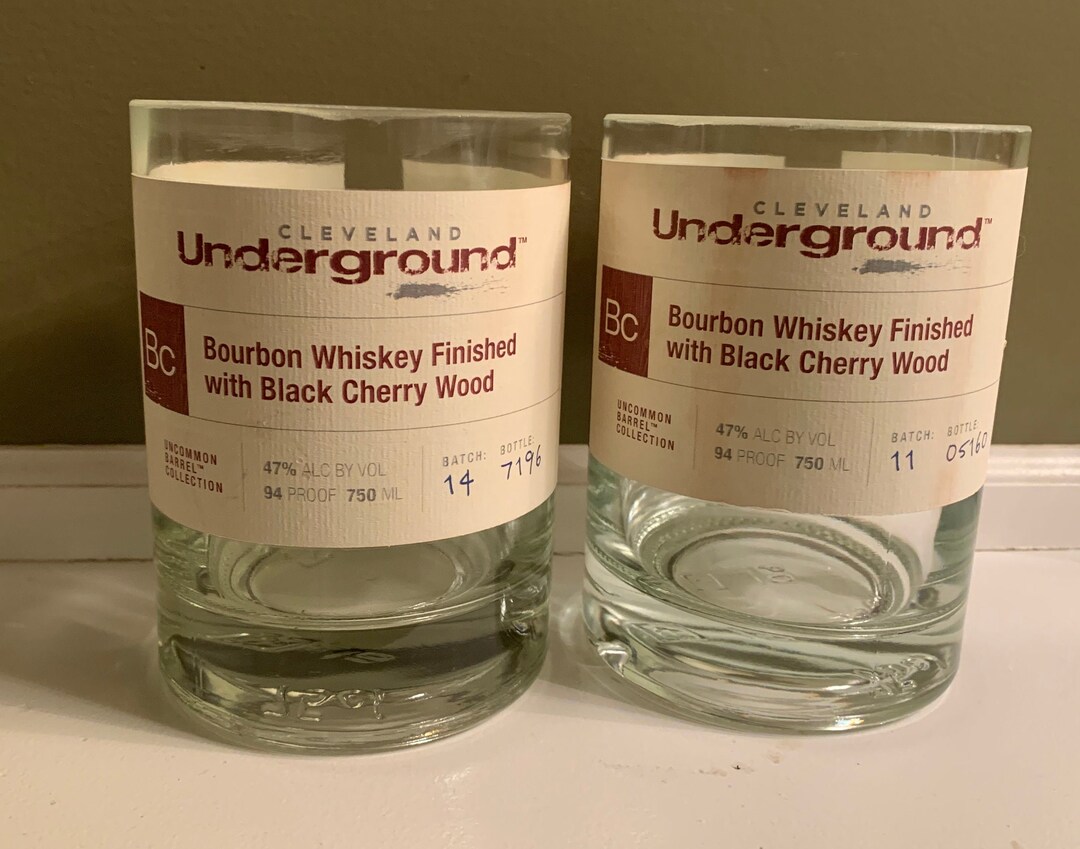 Cleveland Underground Bourbon Whiskey Cut Bottle Drinking Glasses, Set ...