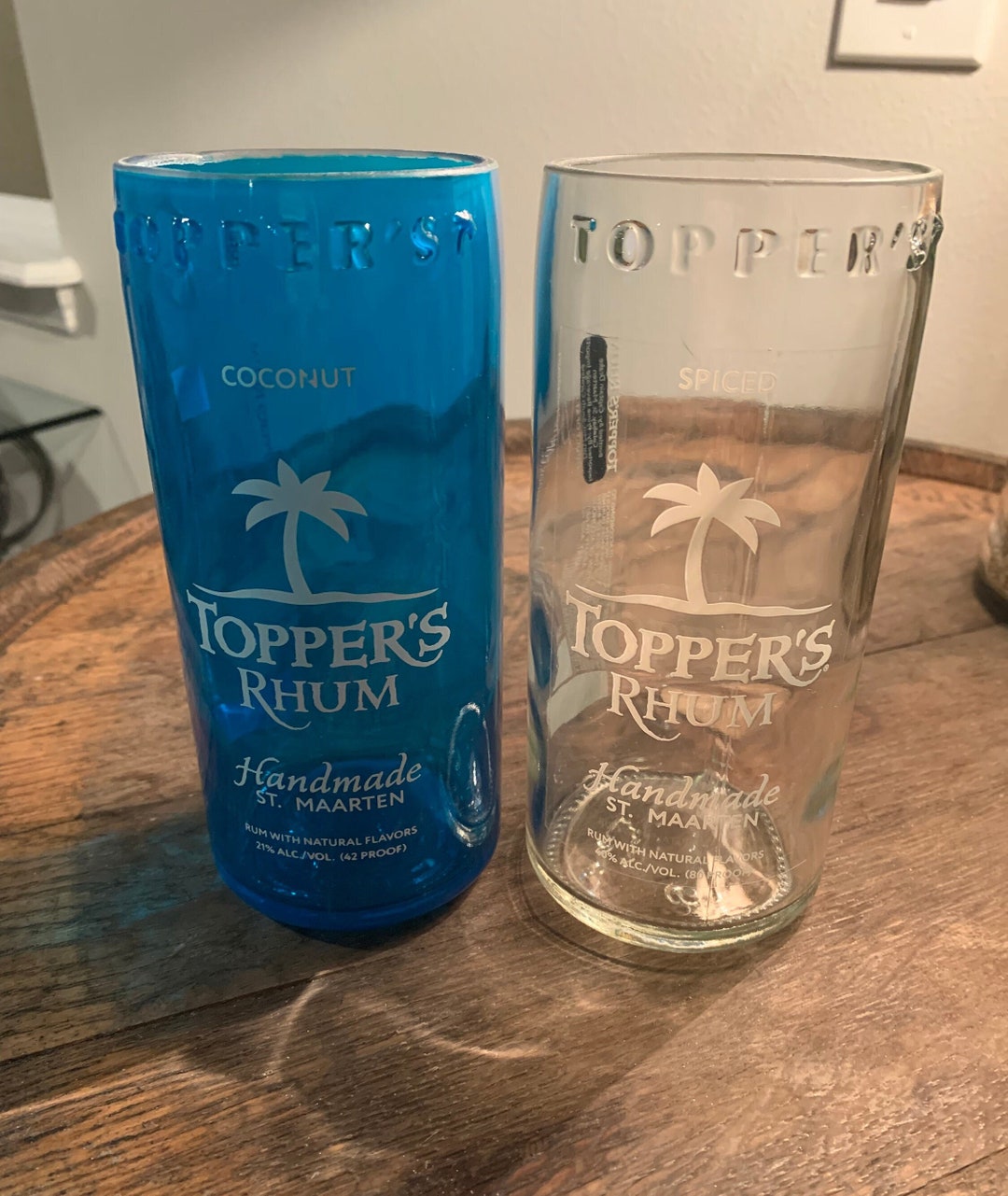 Topper's Rhum Cut Drinking Glasses, Coconut and Spiced, Set of Two, One ...