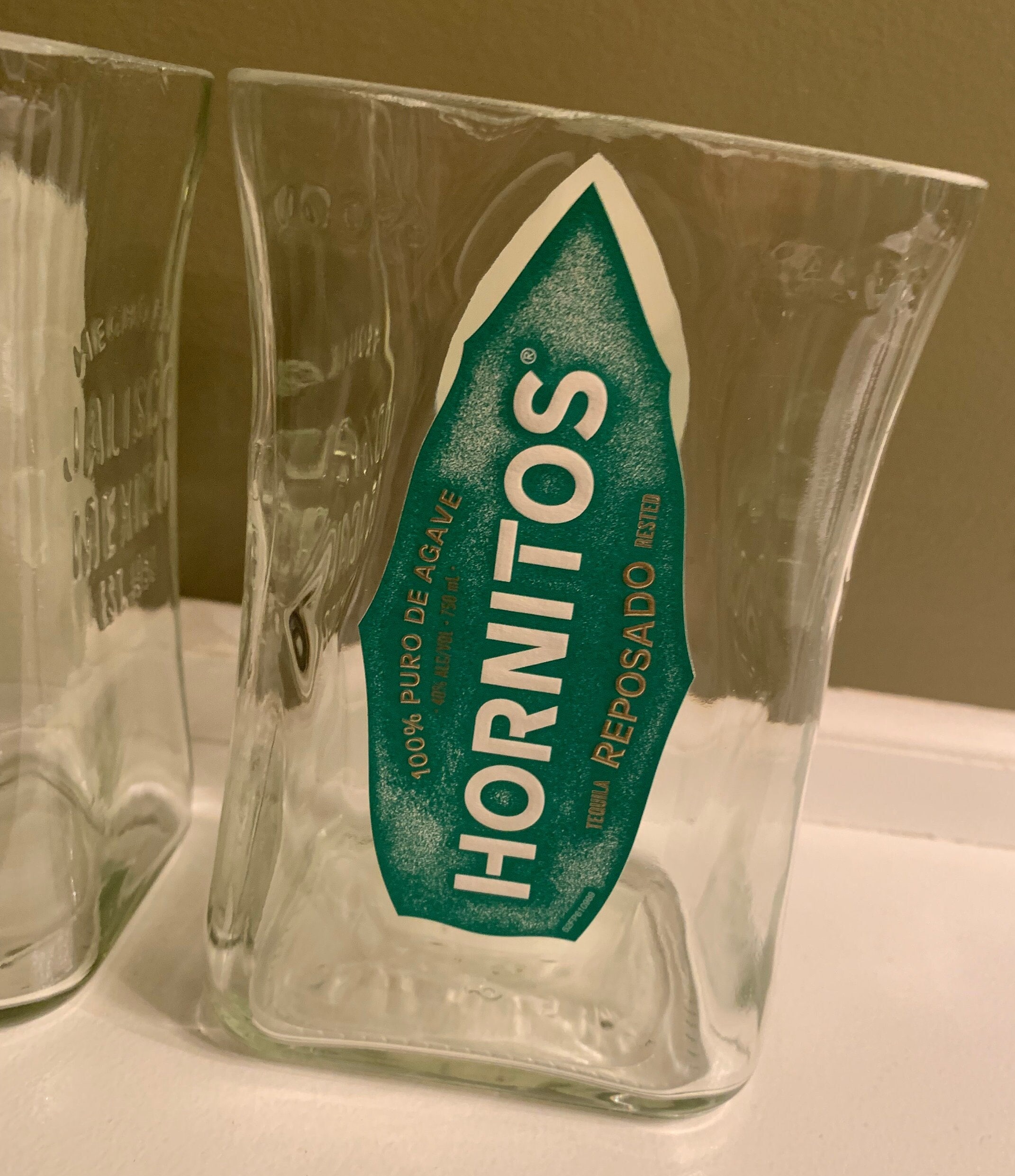 Hornitos Tequila Cut Bottle Drinking Glasses, Set of Two Tumblers - Etsy