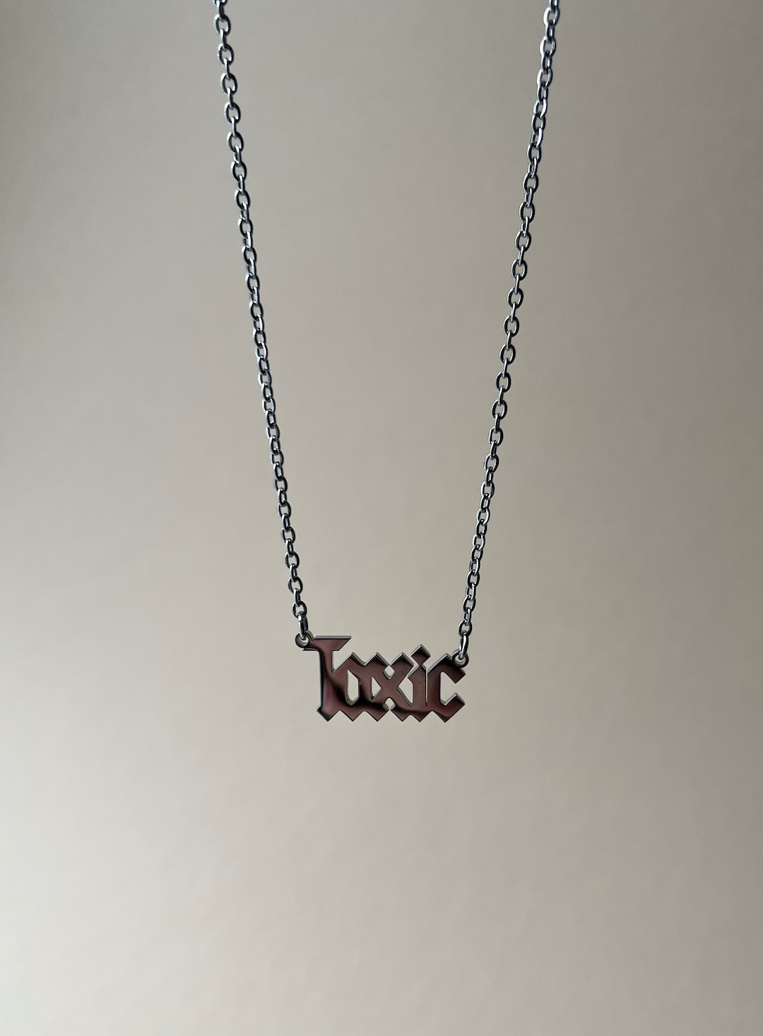 Stainless Steel Toxic Word Slogan Necklace, Statement Jewelry, Nickel ...