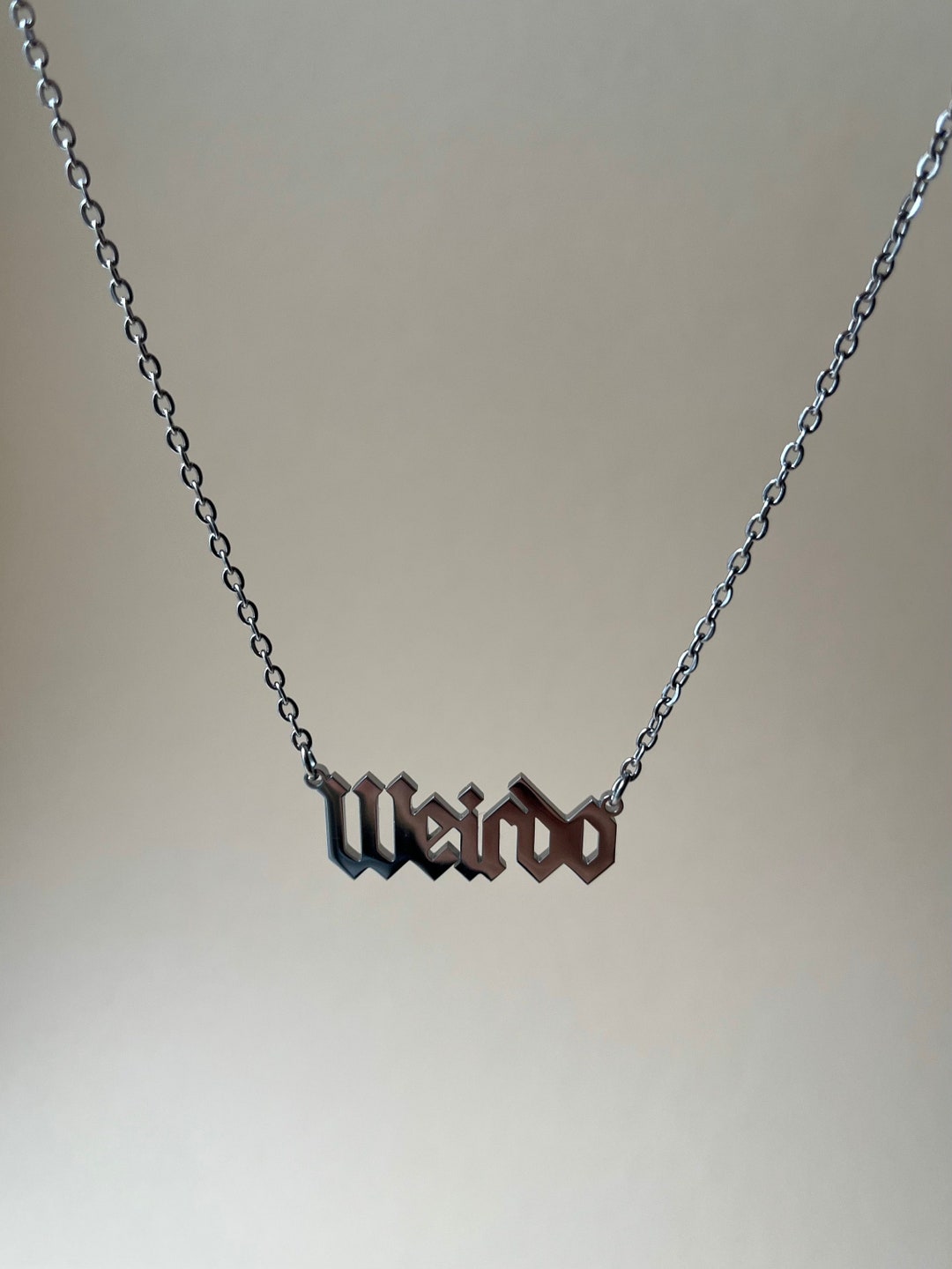 Stainless Steel Weirdo Word Slogan Necklace, Statement Jewelry, Nickel ...