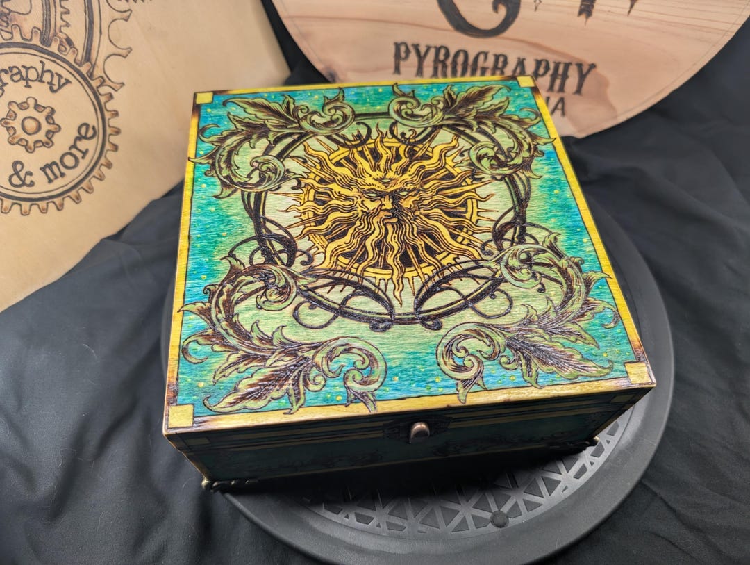 Large Hand Burned Celestial Wooden Box - Etsy