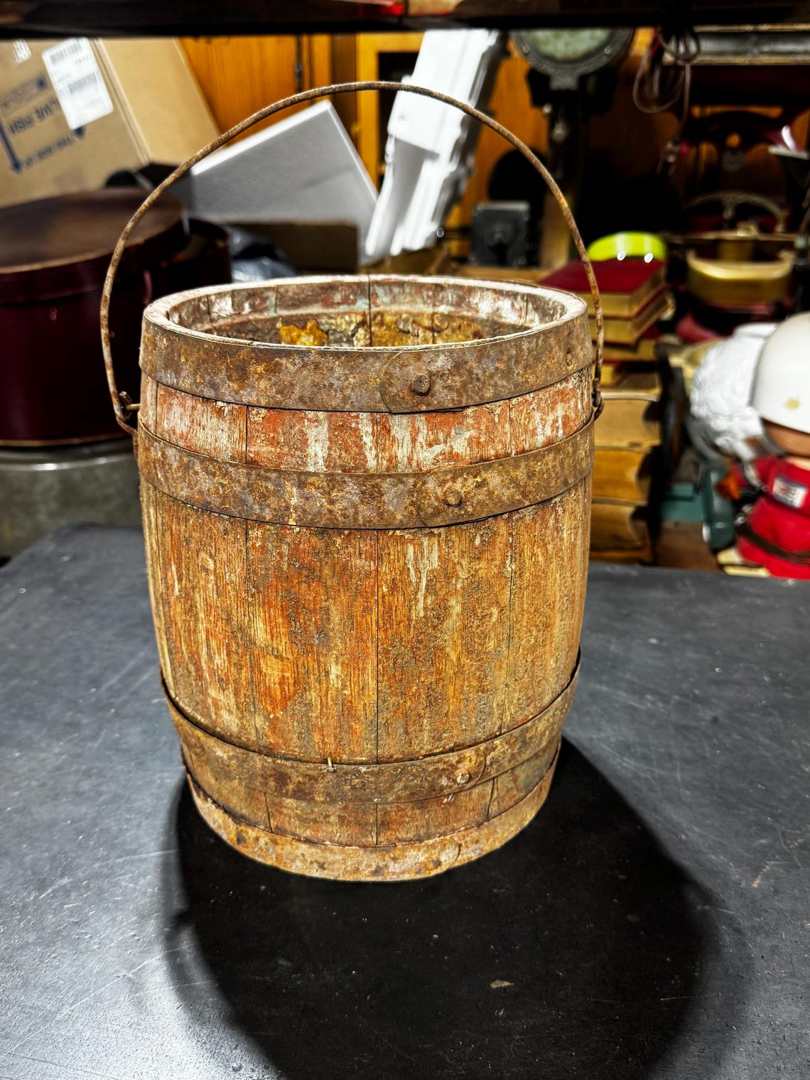 Antique Wood Paint Bucket Barrel Oak - Etsy
