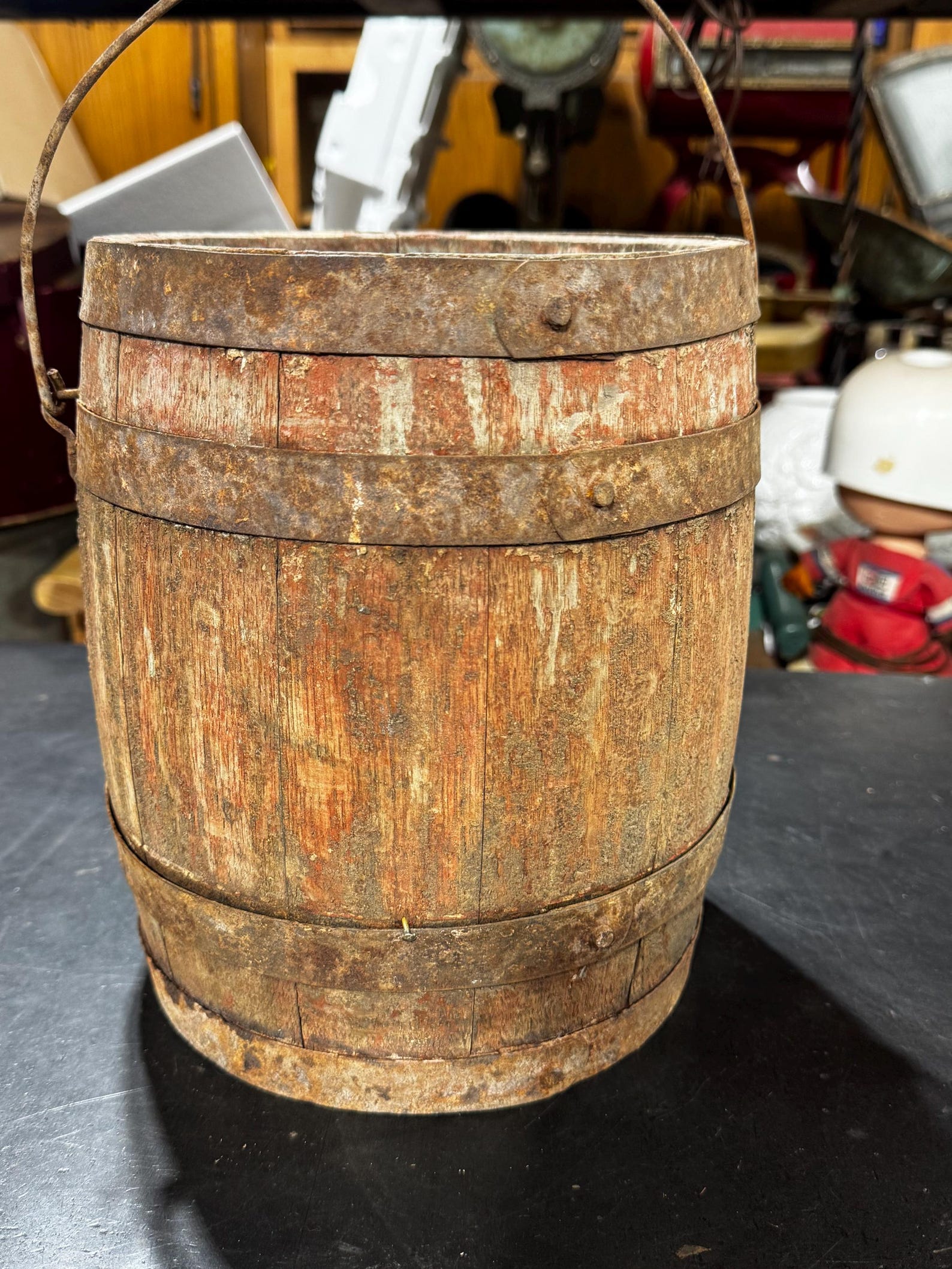 Antique Wood Paint Bucket Barrel Oak - Etsy