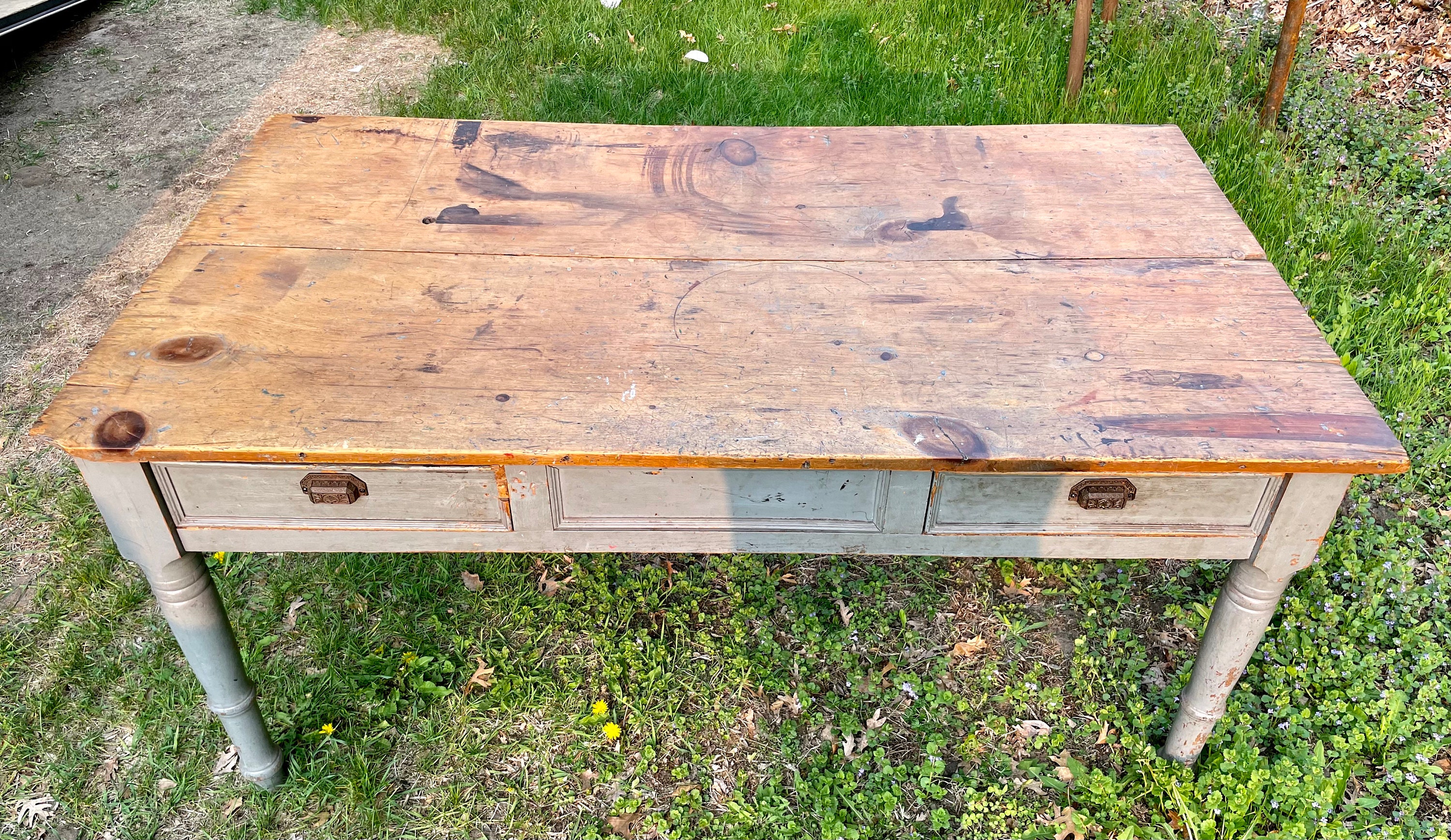 Antique Wood Farm Table With Drawers - Etsy