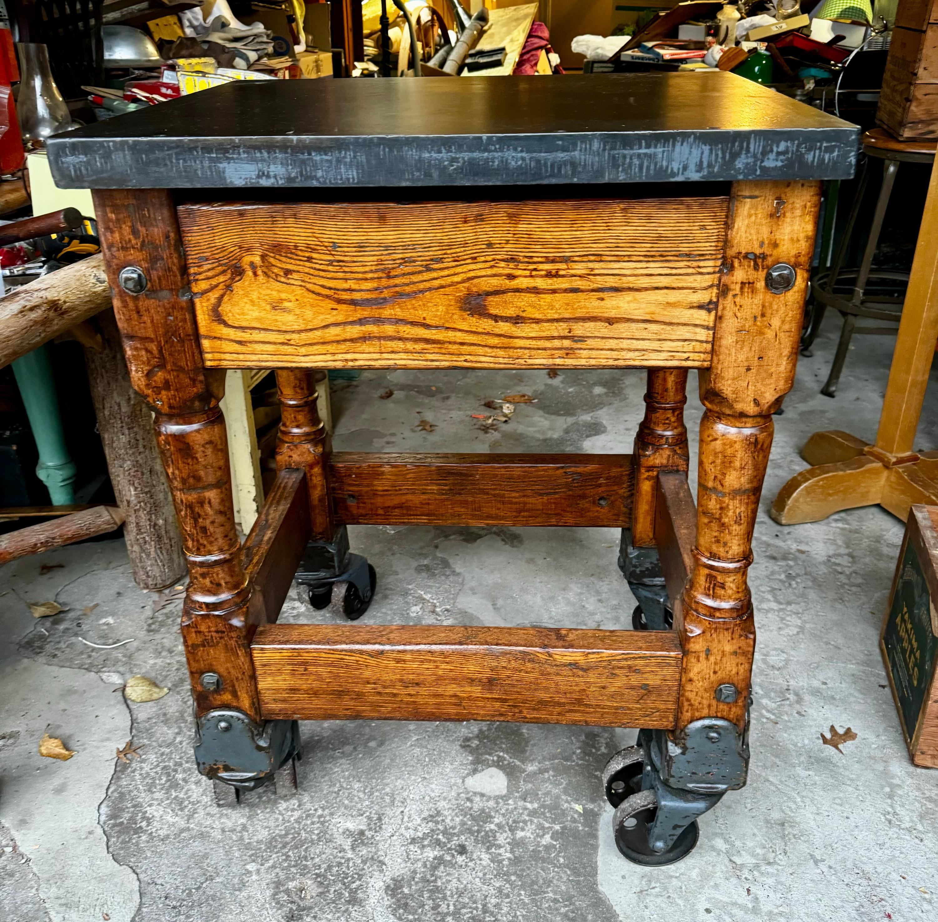 Antique Turtle Table, Antique Printer's Table, Industrial Die Cart ...