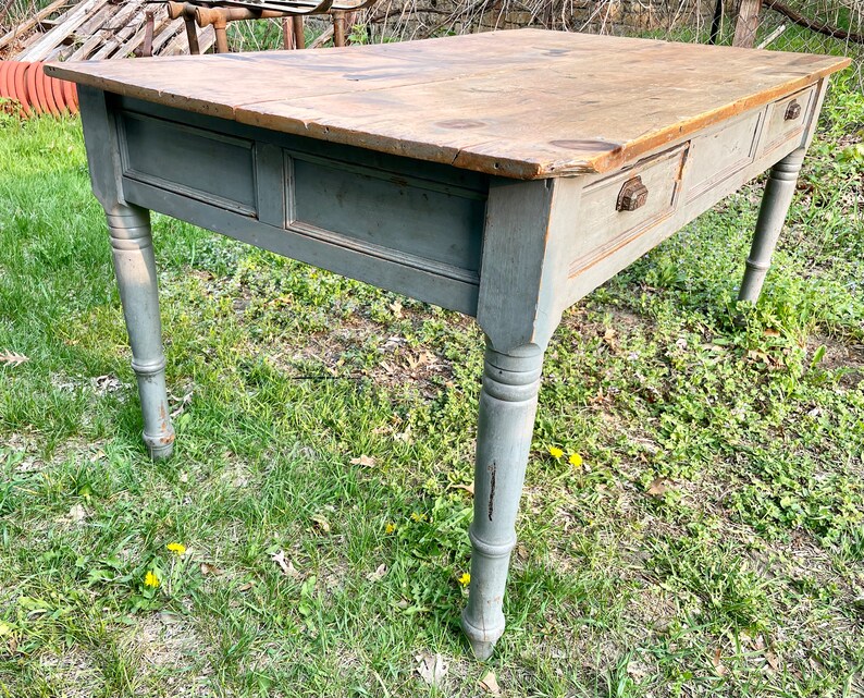 Antique Wood Farm Table With Drawers - Etsy