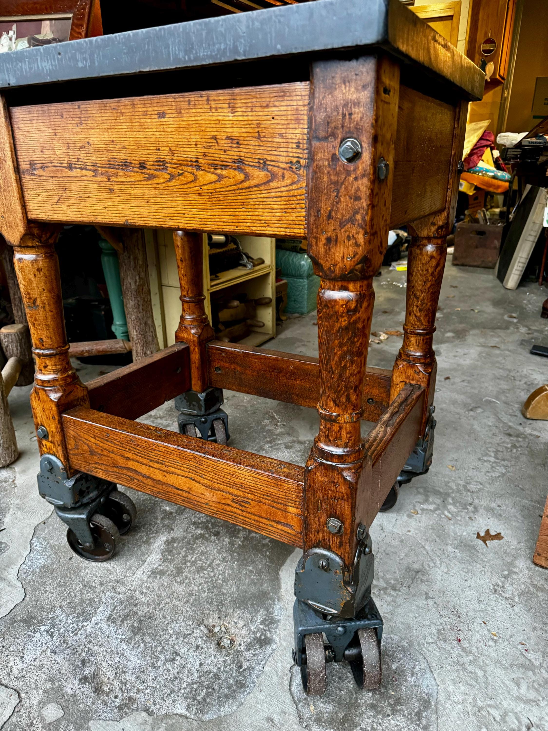 Antique Turtle Table, Antique Printer's Table, Industrial Die Cart ...