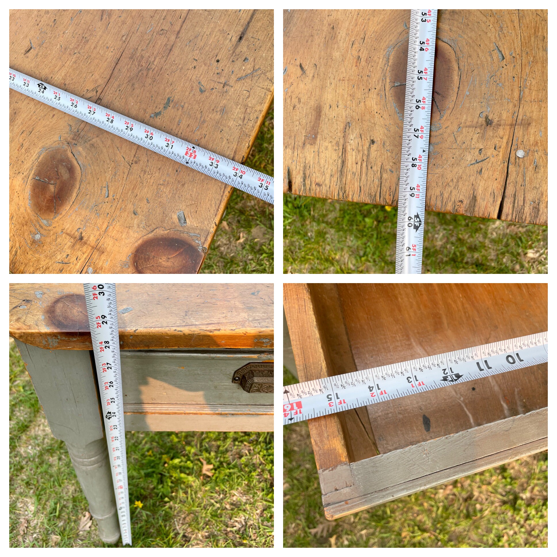 Antique Wood Farm Table With Drawers - Etsy