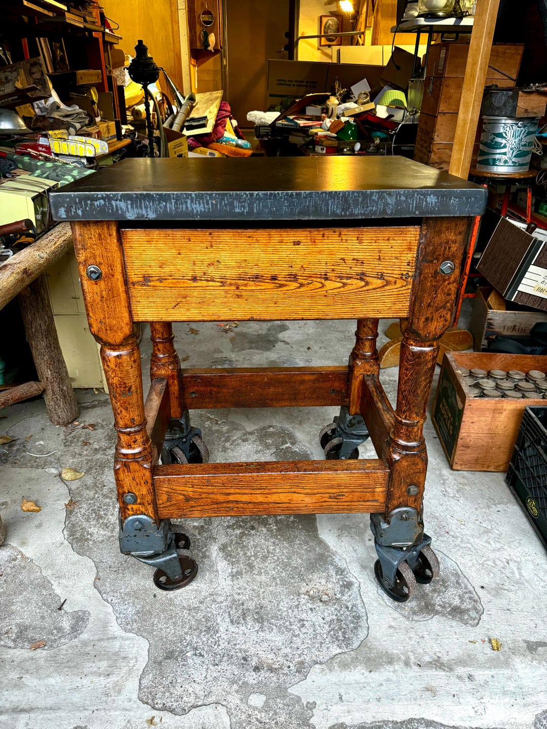 Antique Turtle Table, Antique Printer's Table, Industrial Die Cart ...