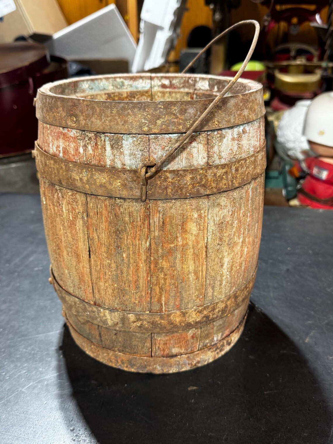 Antique Wood Paint Bucket Barrel Oak - Etsy