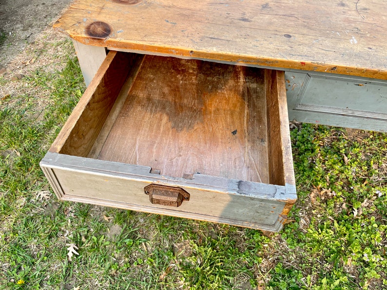 Antique Wood Farm Table With Drawers - Etsy