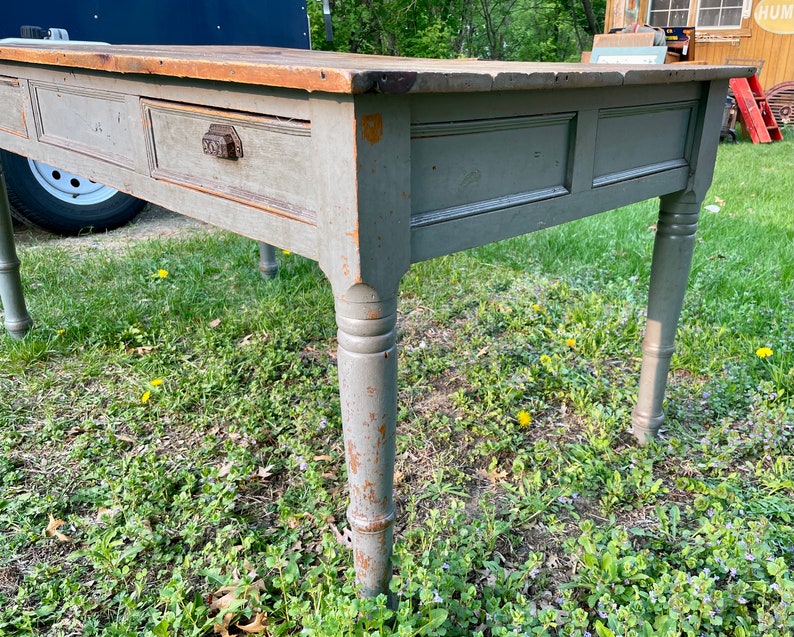 Antique Wood Farm Table With Drawers - Etsy