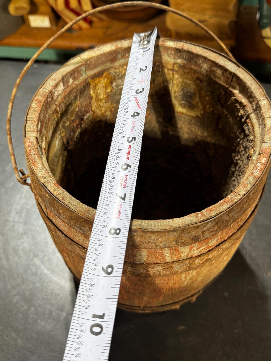 Antique Wood Paint Bucket Barrel Oak - Etsy