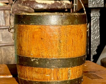 Antique 1800s Primitive Wood Paint Bucket Barrel 3 Iron Bands Handle - Etsy