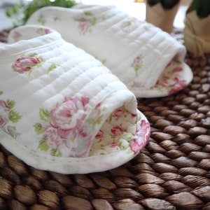 Indoor Slippers, Rose Garden, SM, Quilted Slippers, Cotton, Socks, Non ...