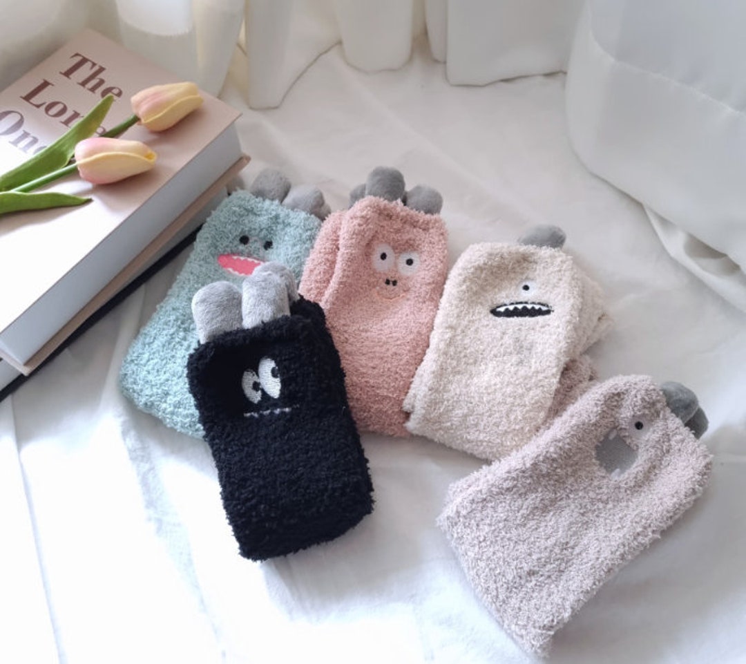 Cute Monster Fuzzy Socks, Soft Socks, Warm Socks, Cute Socks, Cozy ...