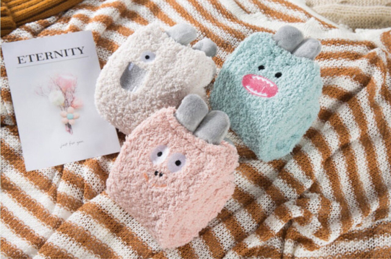 Cute Monster Fuzzy Socks, Soft Socks, Warm Socks, Cute Socks, Cozy ...