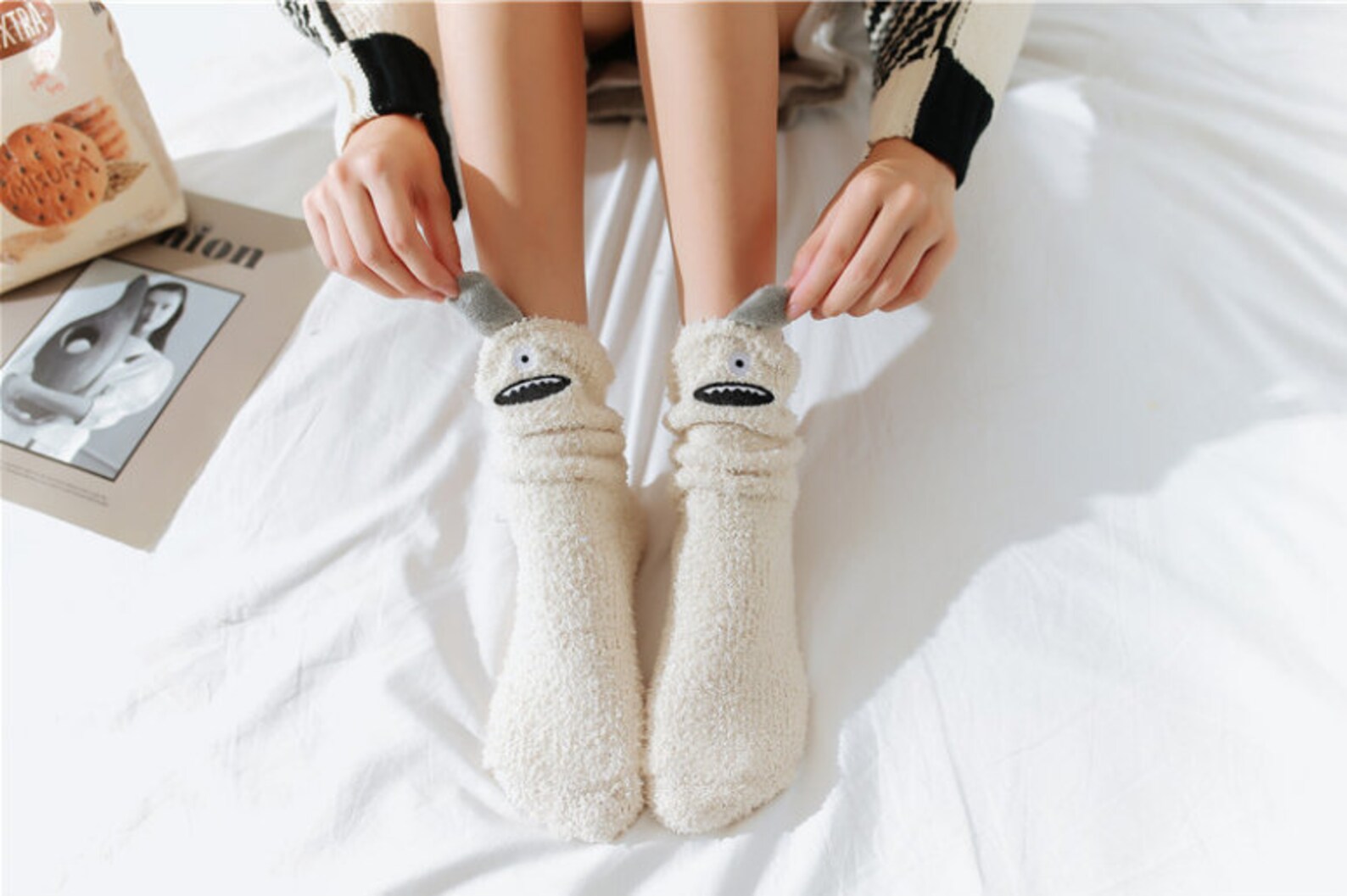 Cute Monster Fuzzy Socks, Soft Socks, Warm Socks, Cute Socks, Cozy ...