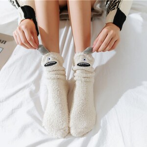 Cute Monster Fuzzy Socks, Soft Socks, Warm Socks, Cute Socks, Cozy ...