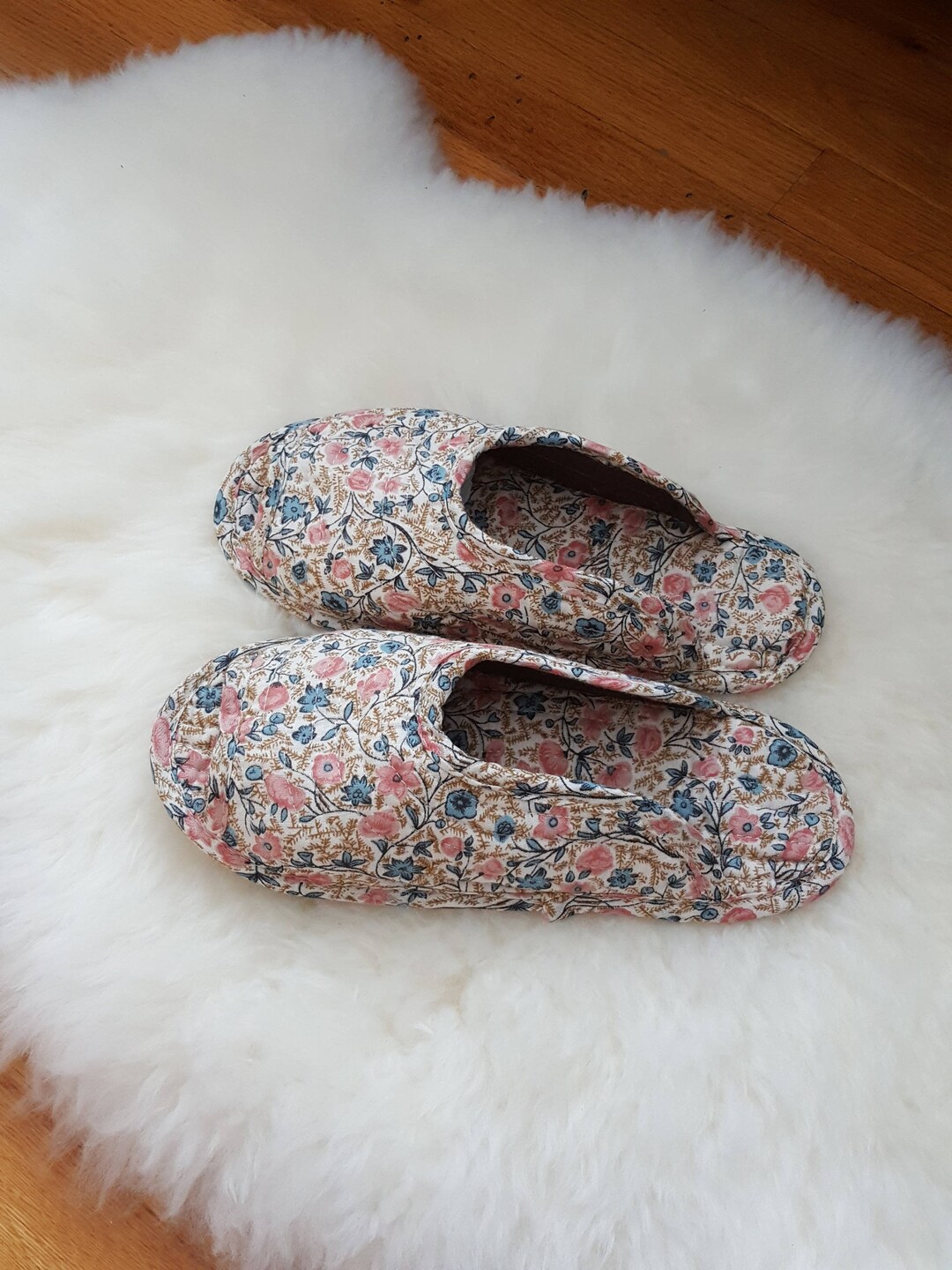Indoor Slippers, Spring Flower, Quilted Slippers, Cotton Slippers ...