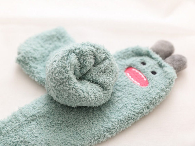 Cute Monster Fuzzy Socks, Soft Socks, Warm Socks, Cute Socks, Cozy ...