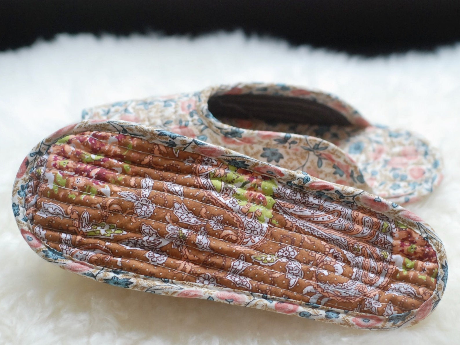 Indoor Slippers Spring Flower Quilted Slippers Cotton - Etsy