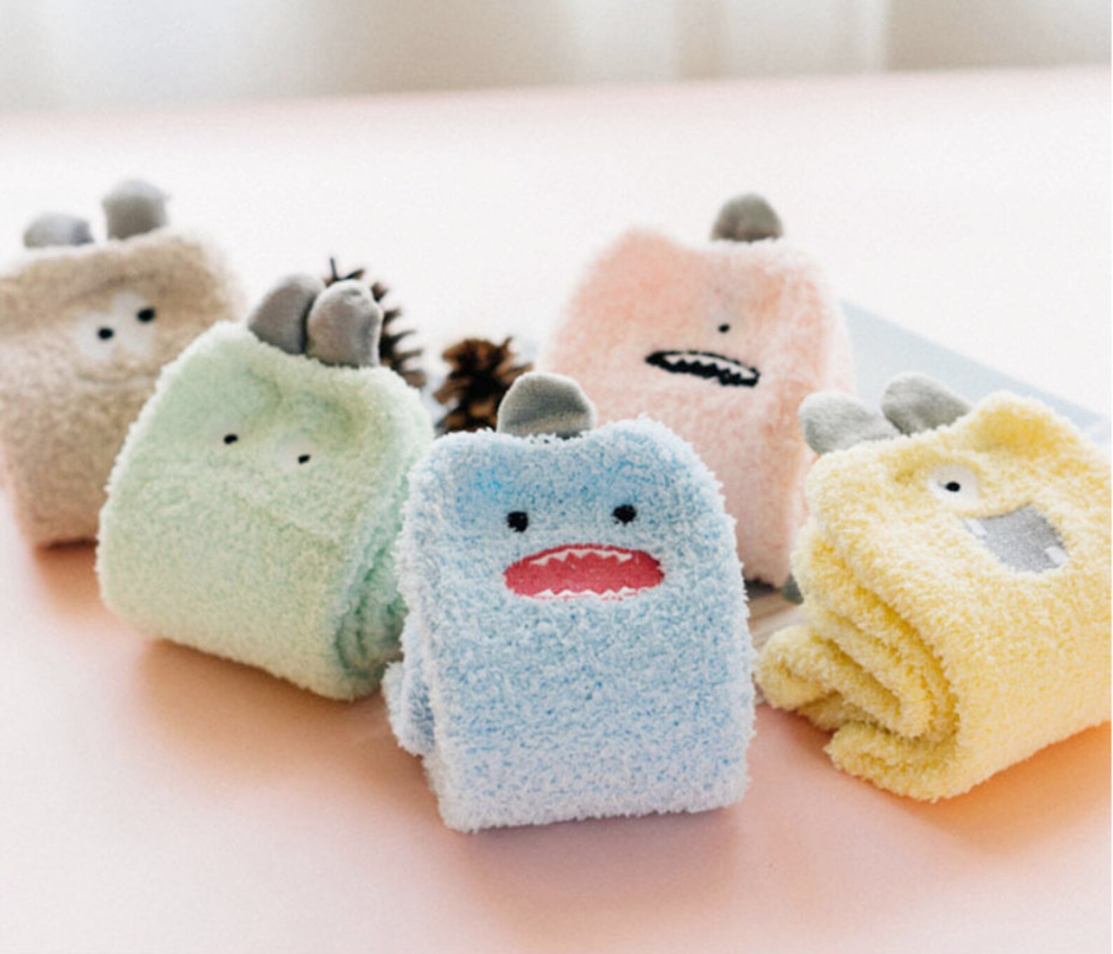 Cute Monster Fuzzy Socks, Soft Socks, Warm Socks, Cute Socks, Cozy ...