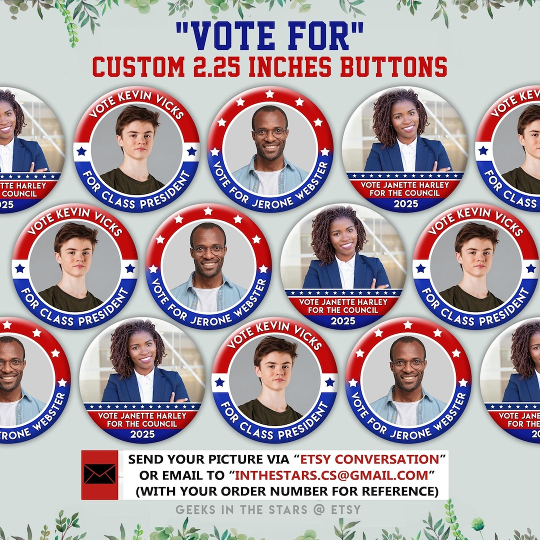 Campaign Pin Back Buttons: Custom Political or School Election Vote ...