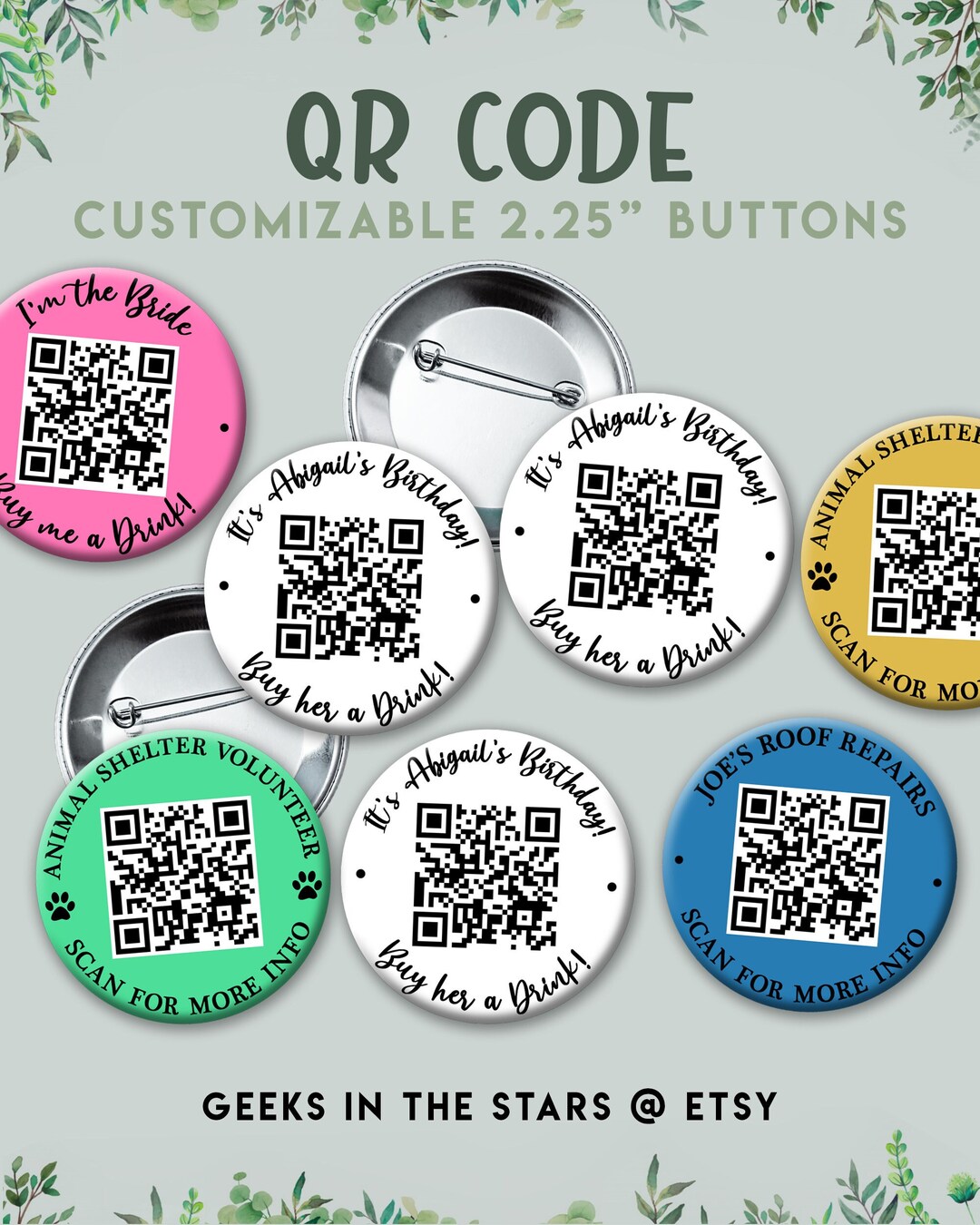 QR Code Scan Buttons : Custom Venmo Cashapp Paypal Zelle Etc. Pin Backs ...