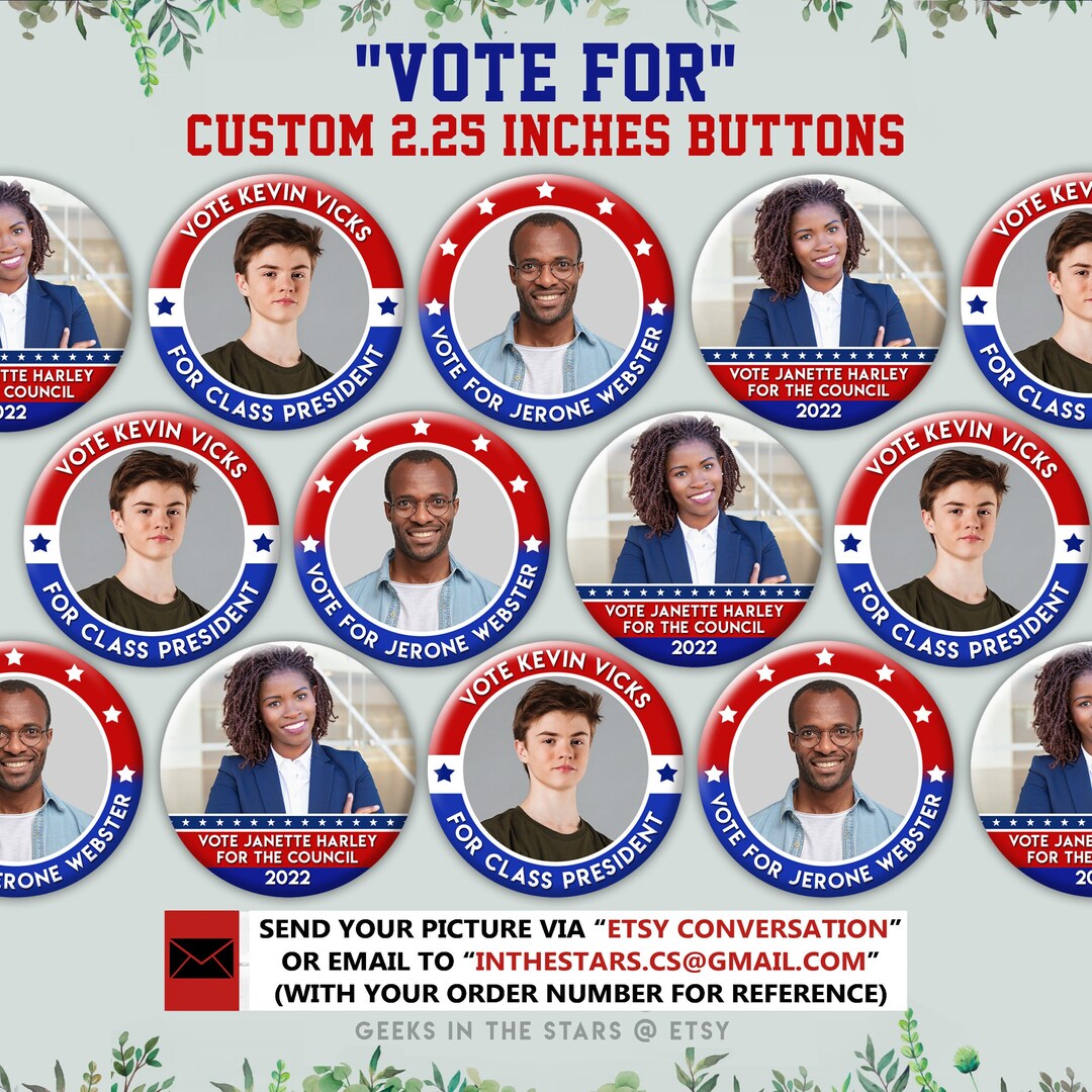Campaign Election Pins Size 2.25 Personalized Buttons to Perfectly Fit ...