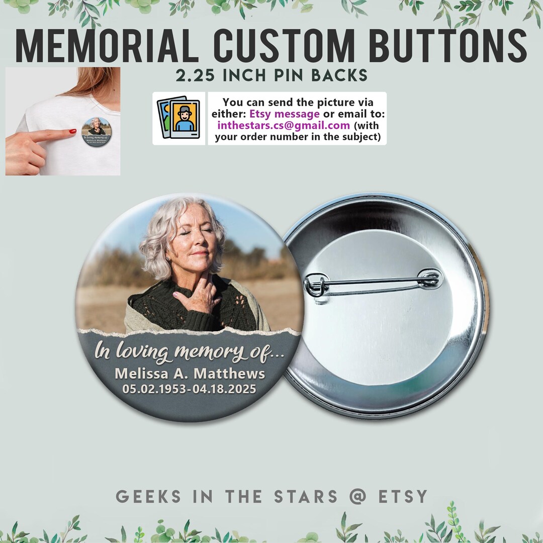 Memorial Custom Pins - Personalized Pinback Buttons in Loving Memory ...