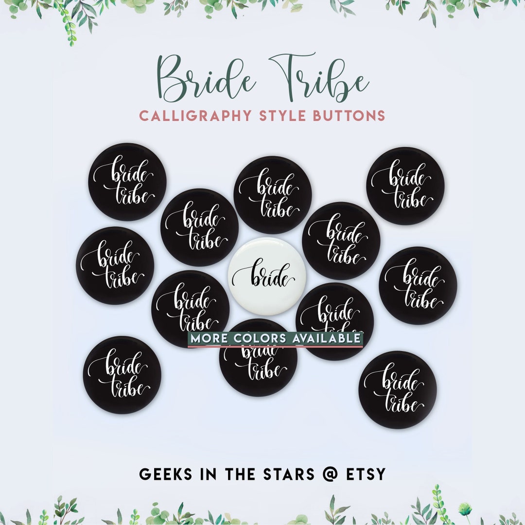 Bride Tribe Calligraphy Buttons: Bridal Shower Pin Party Favors (2.25 ...