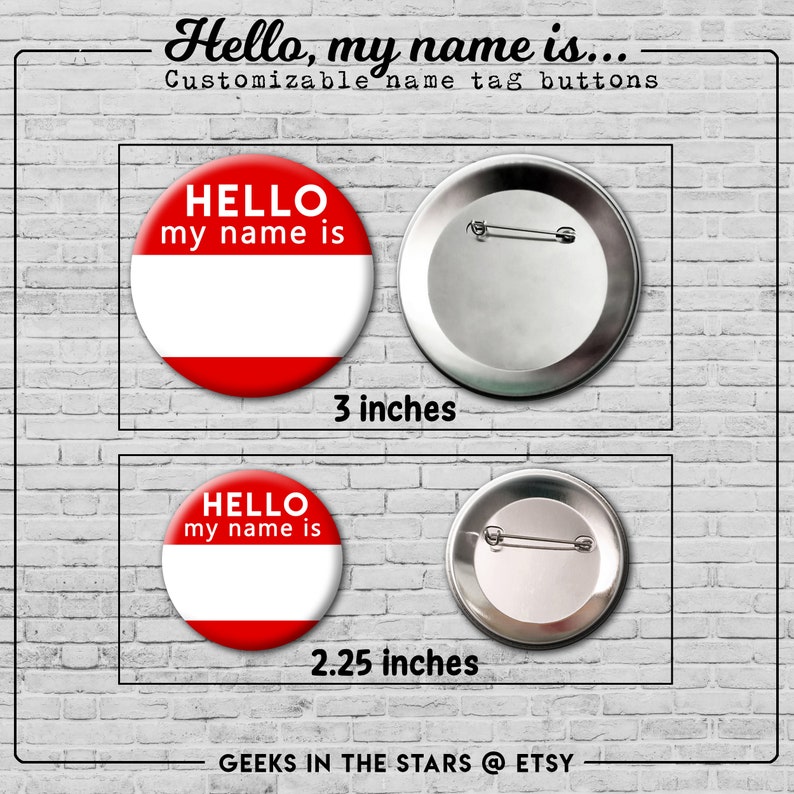 Reusable Name Tag Buttons: DIY Blank Pin Badges (2.25" & 3") - Etsy