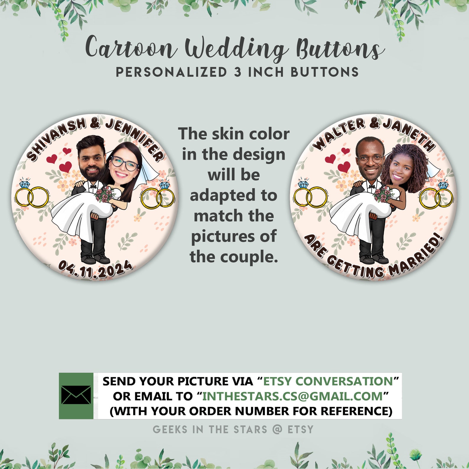 Save the Date Pin Back Buttons: 3 Inch Bride and Groom Custom Wedding ...