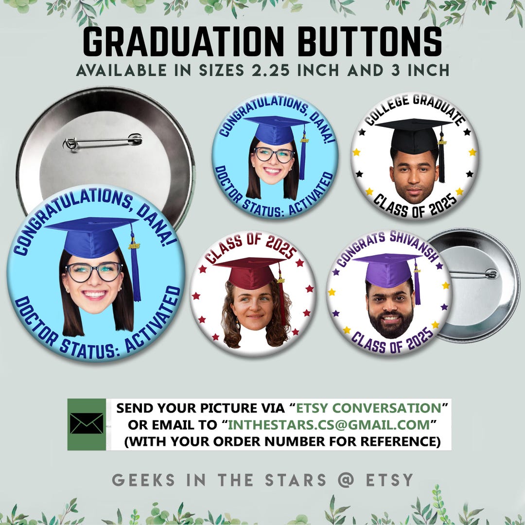 Graduation Custom Pinback Buttons | Personalized Picture Pins ...