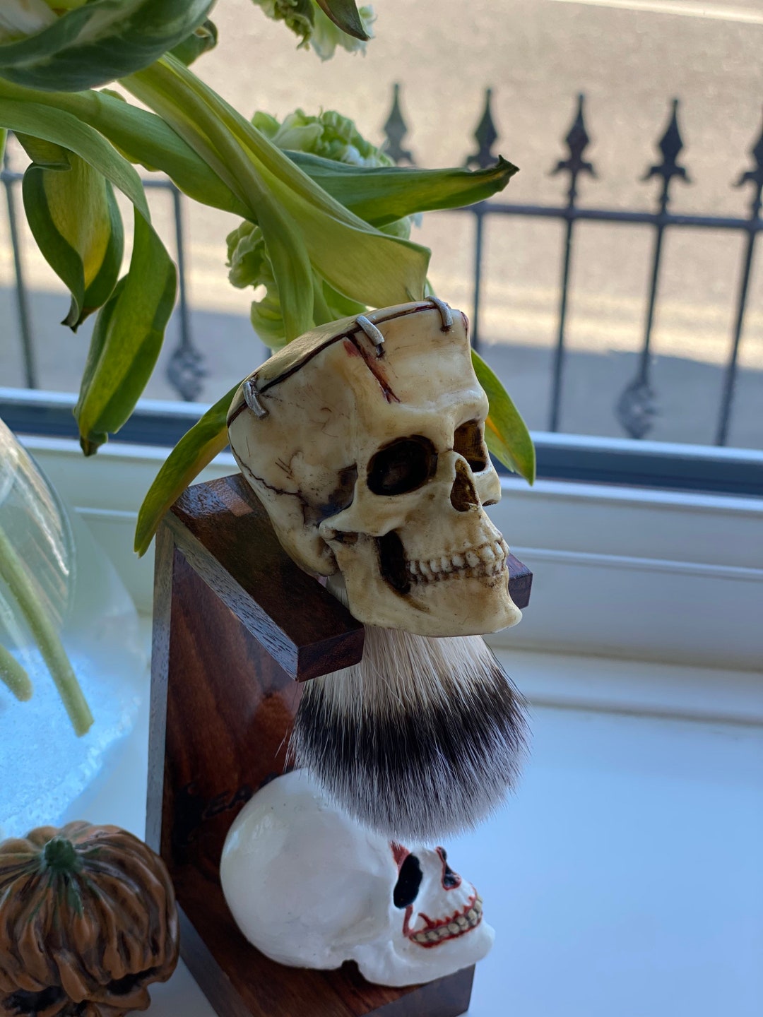 Frankie Frankenstein Skull Shaving Brush, Barbershop Tools, Traditional ...