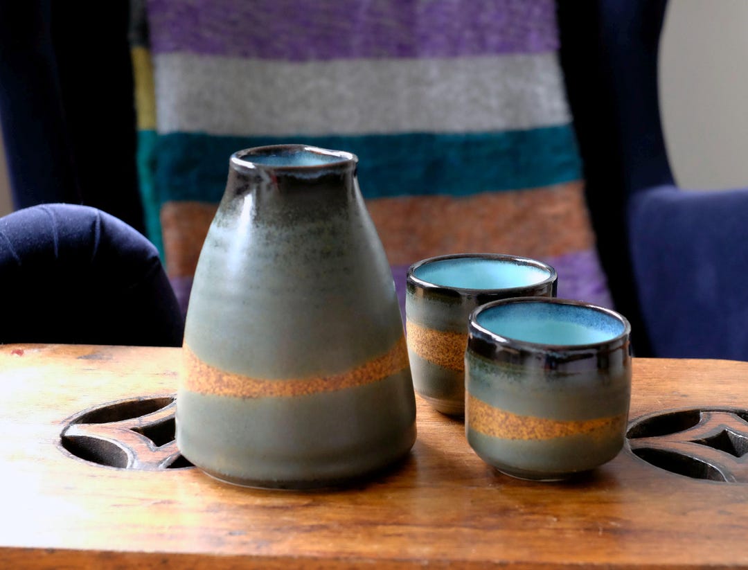 Handmade Porcelain Sake Set, Black Rust Glaze, 3 Piece - Etsy