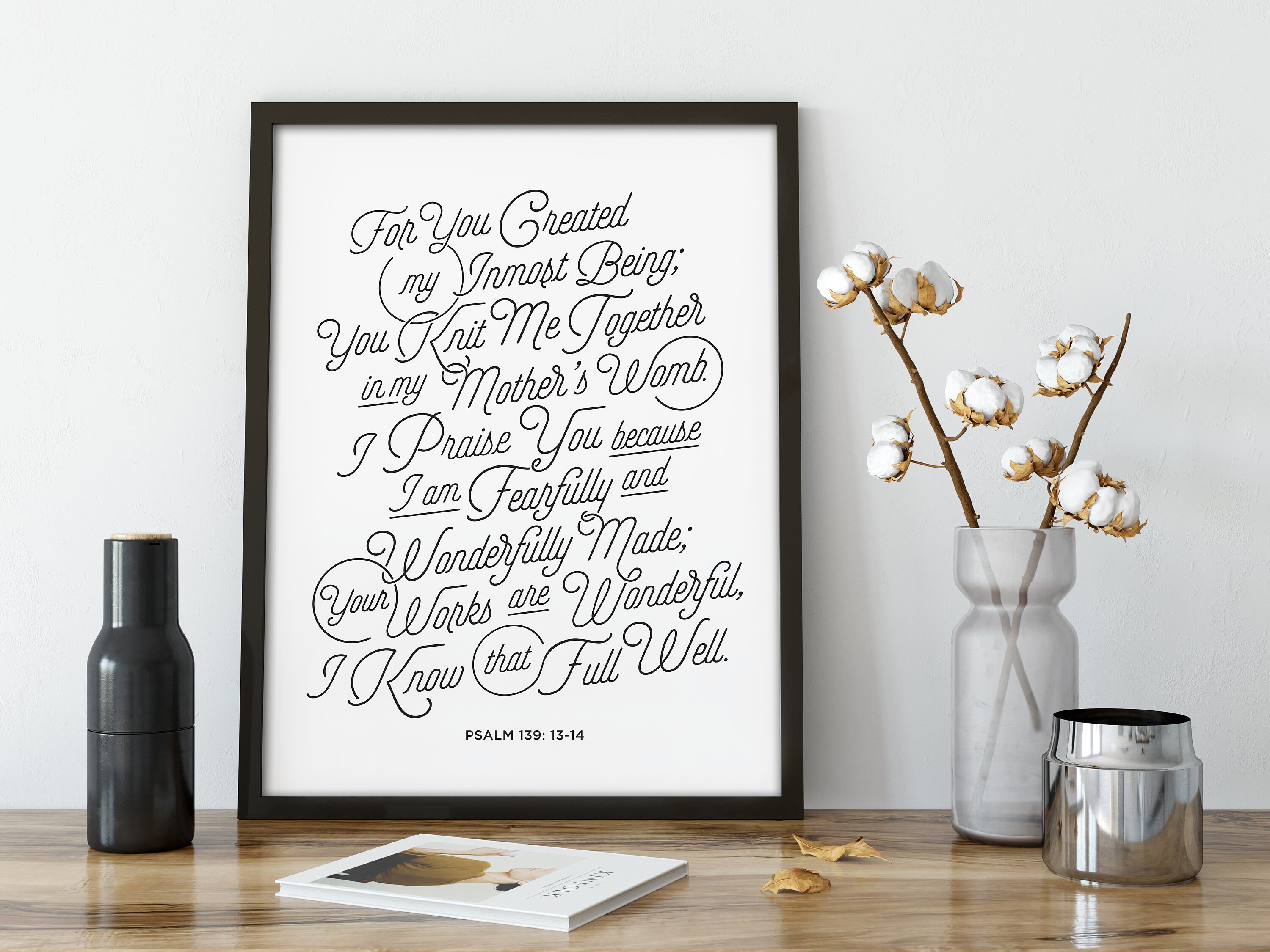 Bible Verse Printable, Psalm 139:13-14, Scripture Wall Art, Christian ...