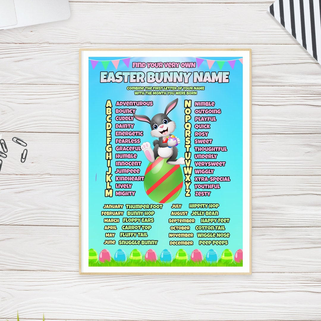Easter Bunny Name Generator Printable Easter Activity for - Etsy
