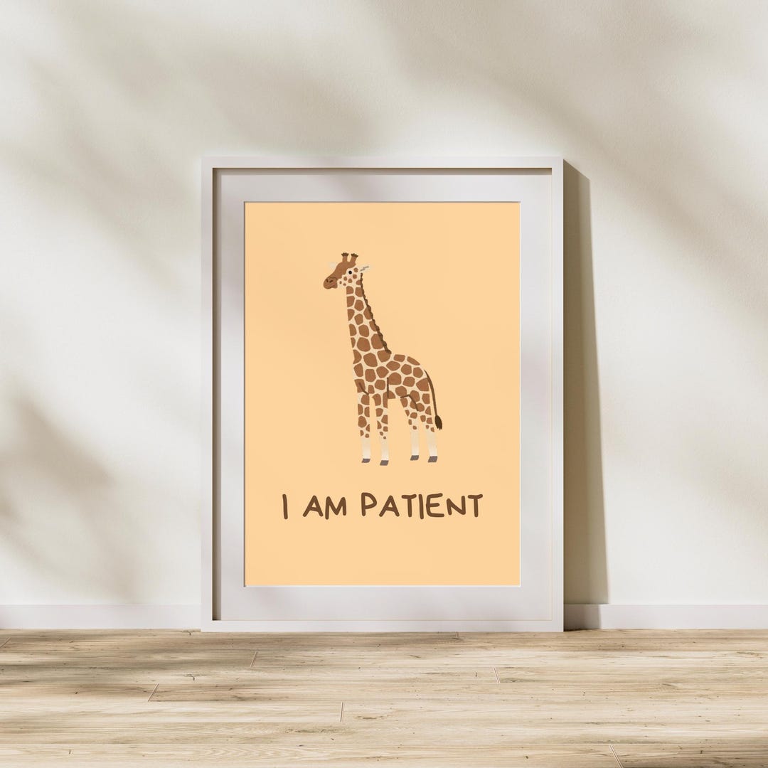 Patient Giraffe Affirmation Print | Motivational Animal Wall Art ...
